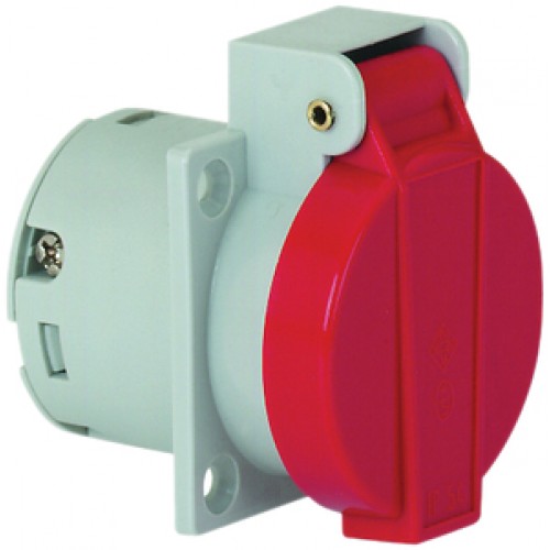 EB-Steckdose T15 5P 10A 400V rot vernickelt QuickConnect