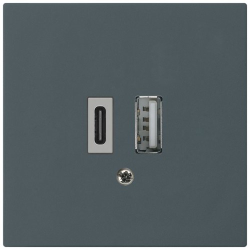 USB-Ladesteckdose Hager kallysto 18W PD 1×Typ A, 1×Typ C, anthrazit