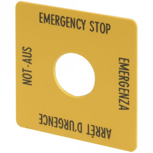 Not-Aus-Schild 50x50mm D/GB/F/I gelb Eaton