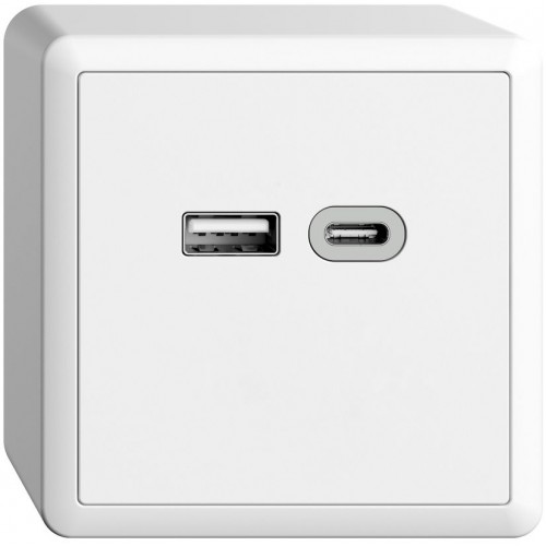 AP-Steckdose USB 18W Typ A+C Feller EDIZIOdueFX54 230V 3600mA weiss