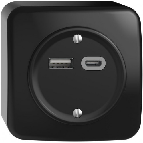 AP-Steckdose USB 18W Typ A+C Feller STANDARDdue QX54 230V 3600mA schwarz