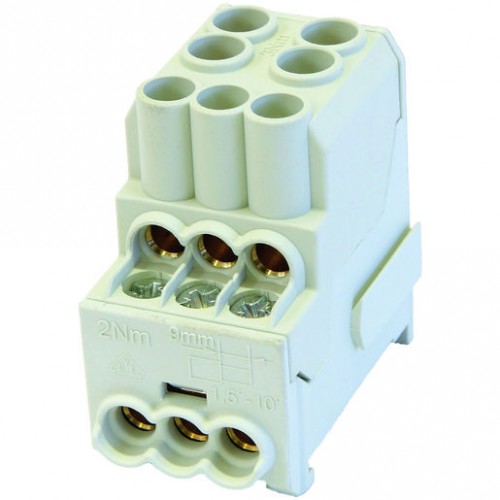 Verteilerblock Typ UVB 2x25/ 6×10mm² 100A grau