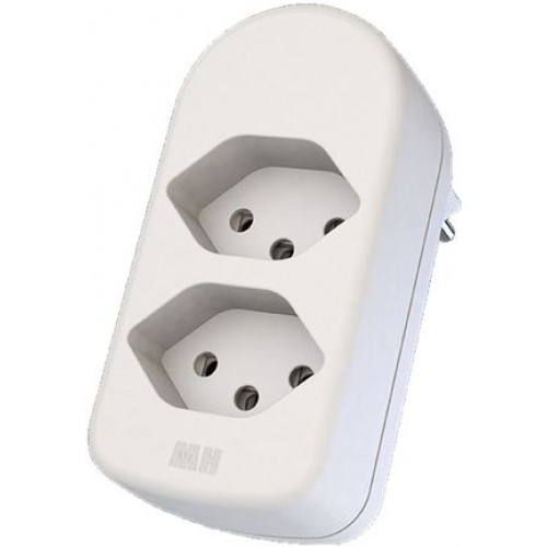 Zweifachstecker Typ 13 maxADAPTturn 10A 250V 2xFront drehbar weiss