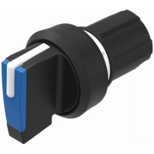 EB-Drehschalter/-taster EAO45 imp.-0-rast. blau, Ring schwarz