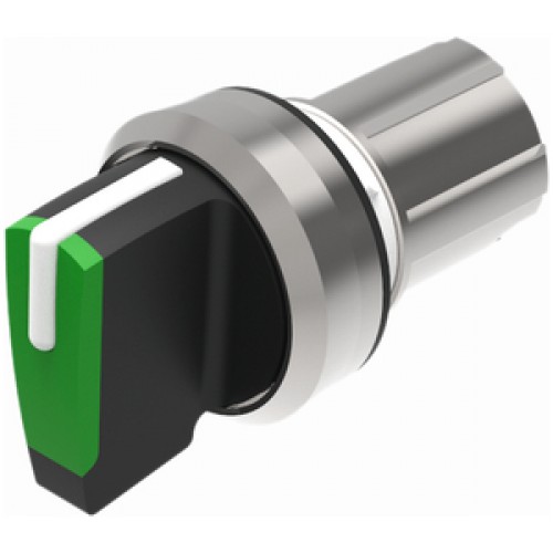 EB-Drehschalter/-taster EAO45 rast.-0-imp. grün, Ring silber