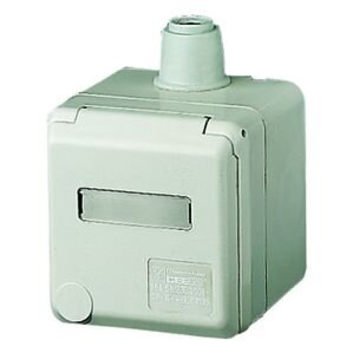 AP-Steckdose Cepex 16A 3P 6h 230V grau mit Beschriftungsfeld